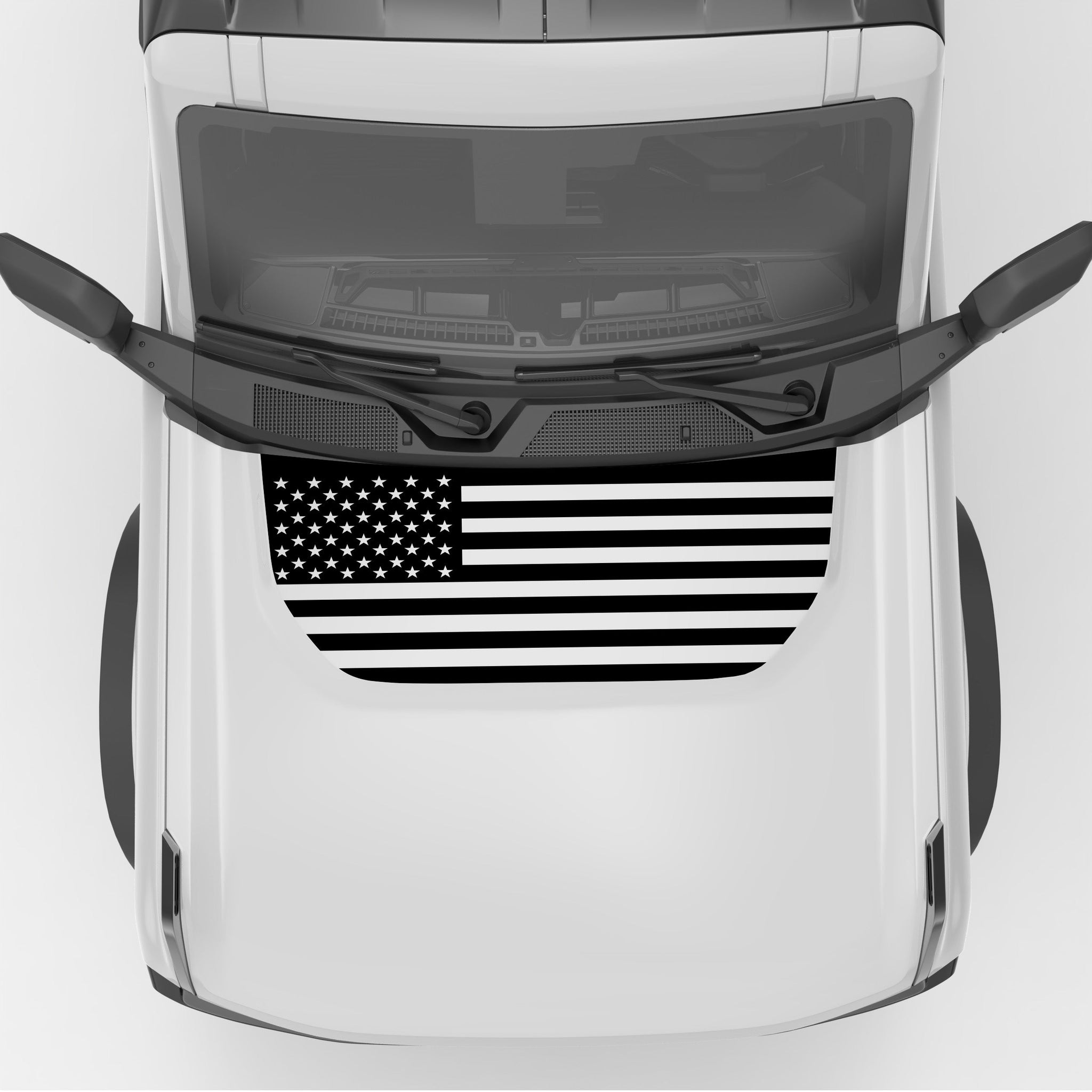 American Flag Blackout Ford Bronco Hood Decal | Four Wheel Covers