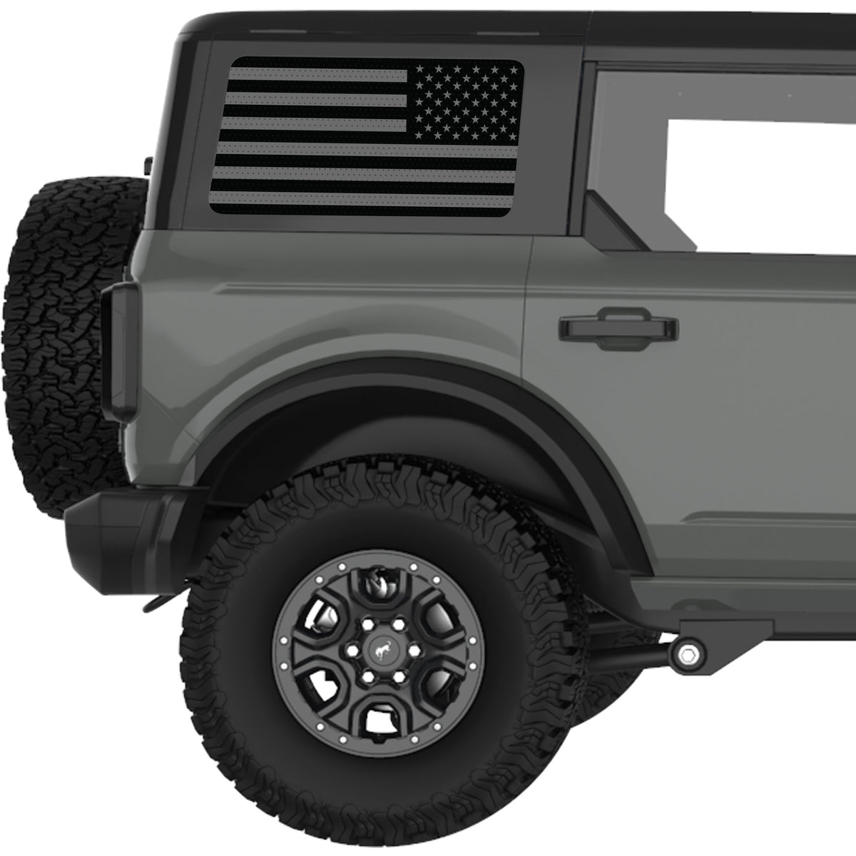 Black And Gray American Flag Quarter Window Decal For Ford Bronco Hard ...