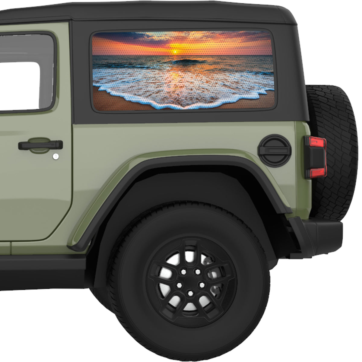 Colorful Shore Sunset Quarter Window Decal For Jeep Wrangler Hard Top ...