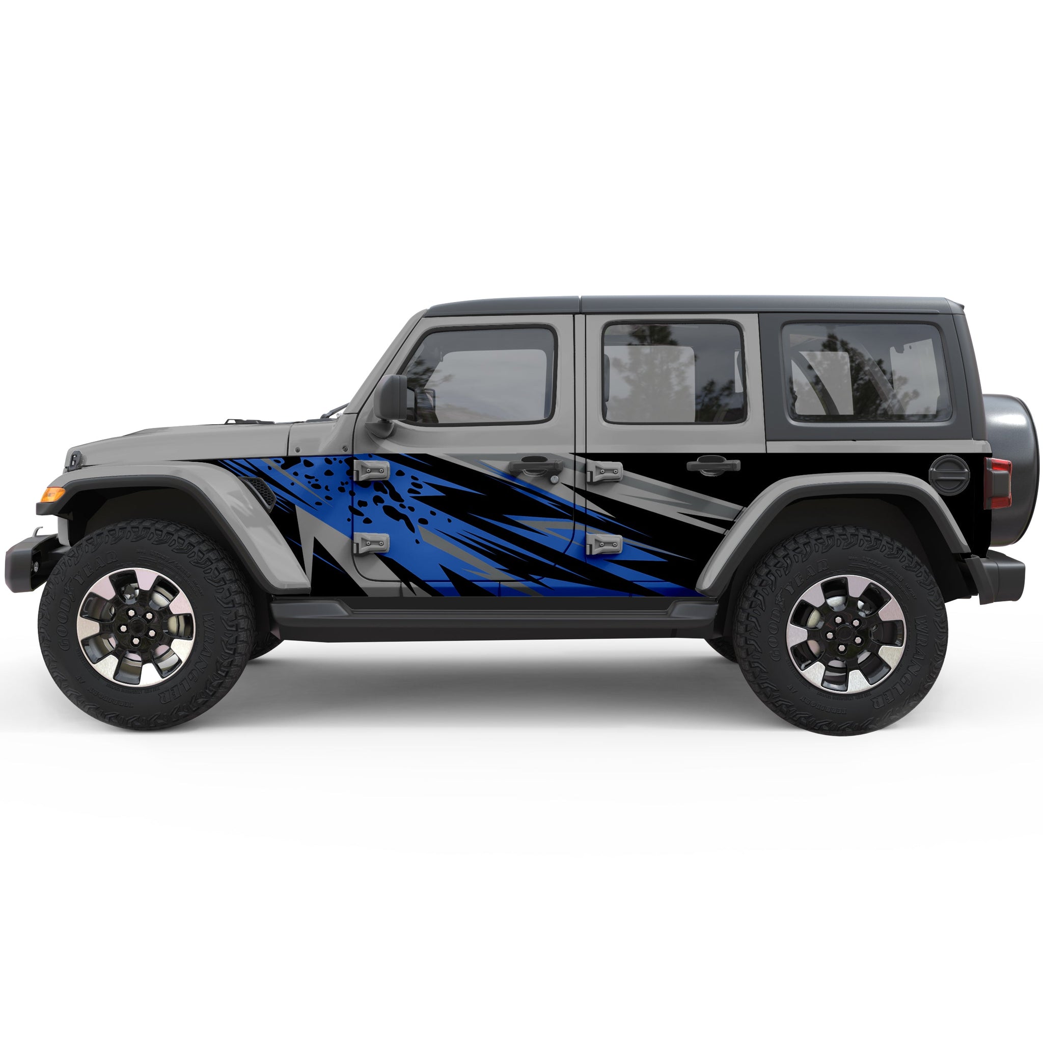 Electric Shockwave Side Graphic Decal For Jeep Wrangler| Four Wheel Covers