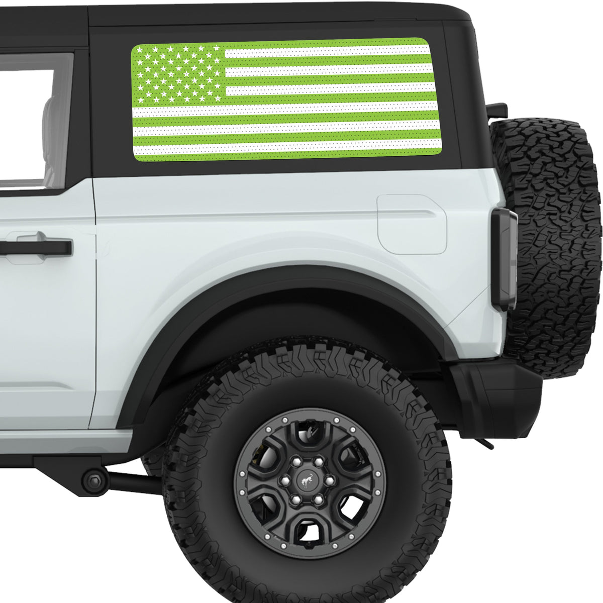 Green And White American Flag Quarter Window Decal For Ford Bronco Hard ...