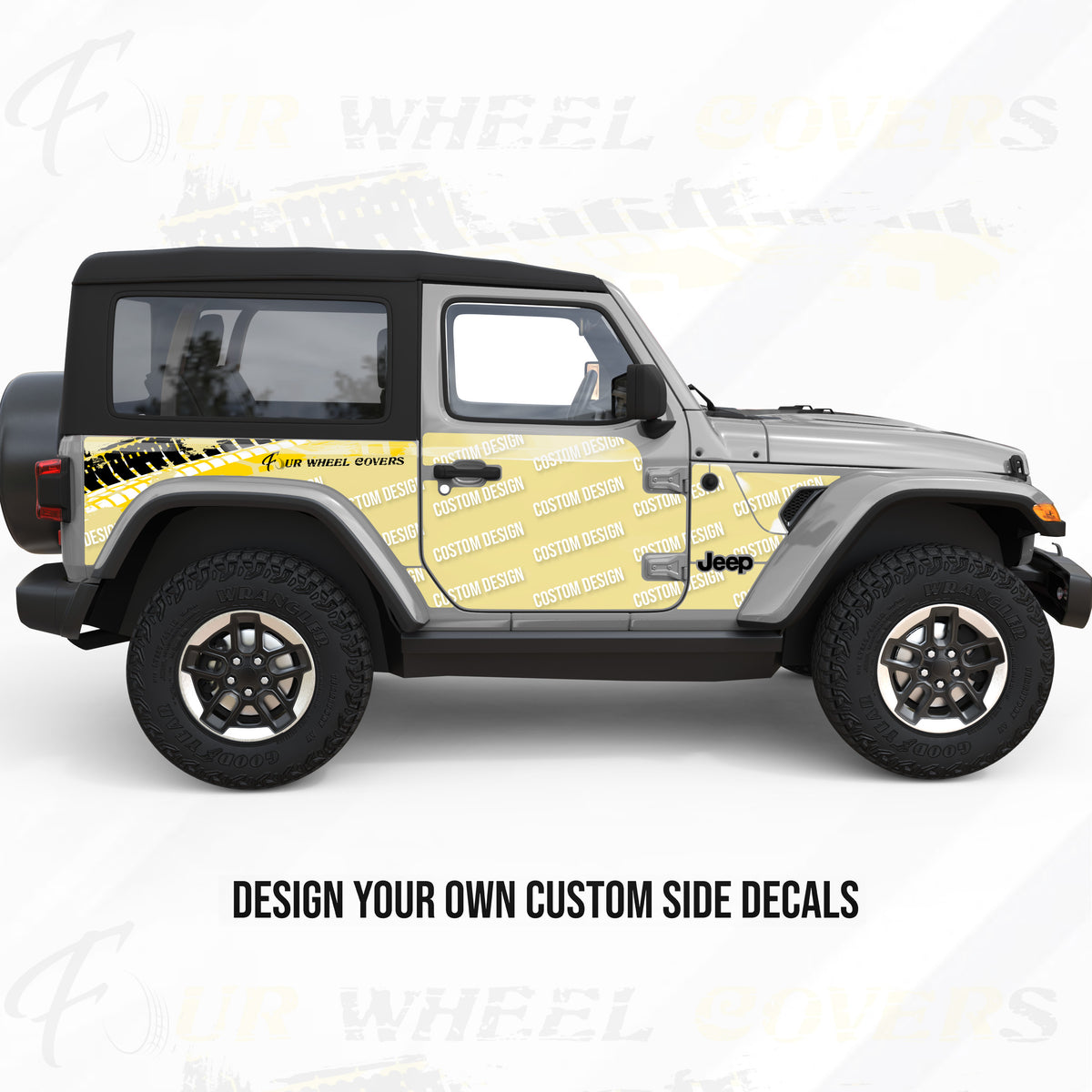 Custom Side Graphics Decals For Jeep Wrangler | Four Wheel Covers