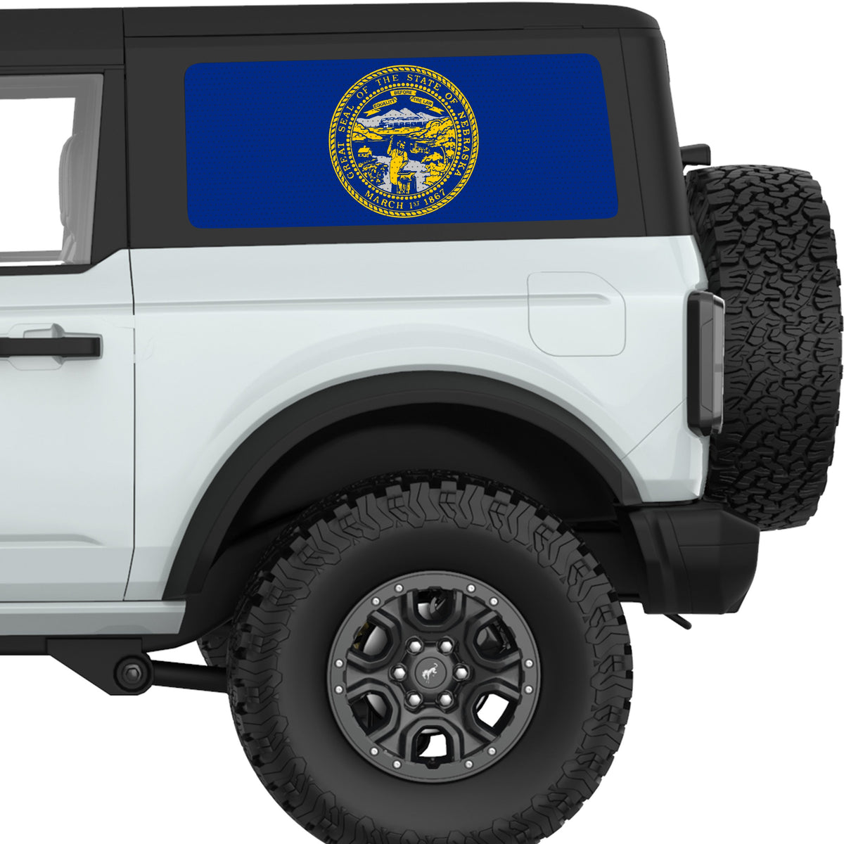 Nebraska State Flag Quarter Window Decal For Ford Bronco Hard Top| Four ...