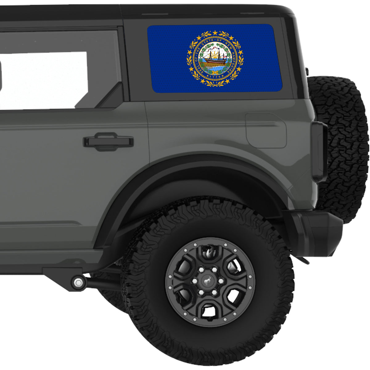 New Hampshire State Flag Quarter Window Decal For Ford Bronco Hard Top ...