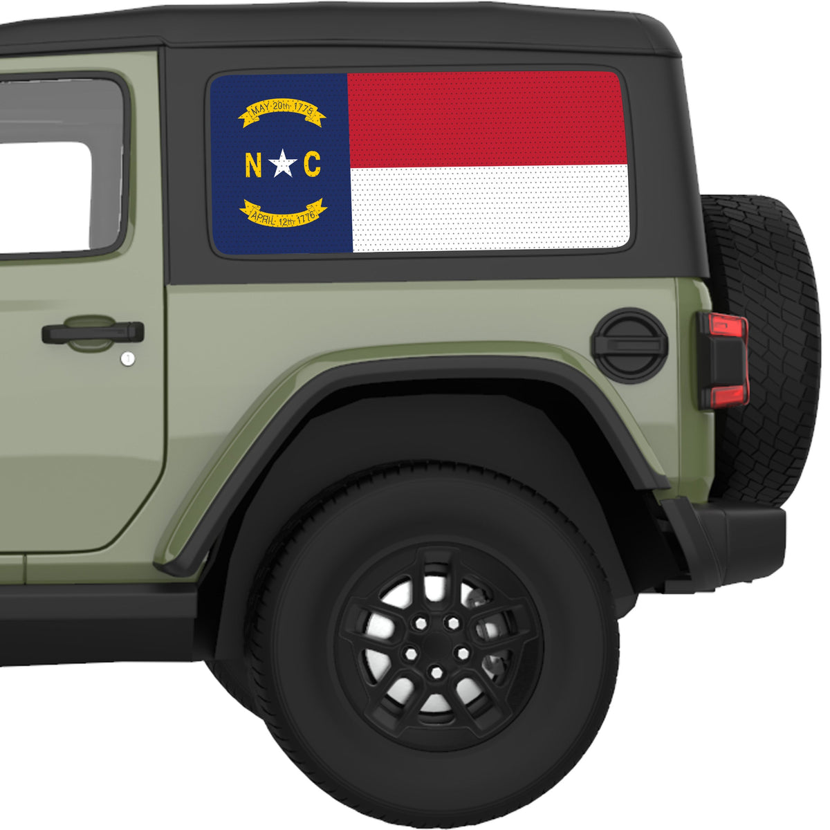 North Carolina State Flag Quarter Window Decal For Jeep Wrangler Hard ...