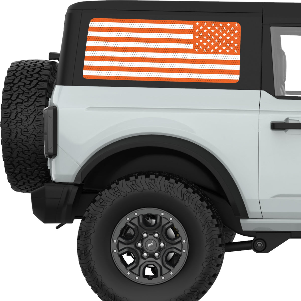 Orange And White American Flag Quarter Window Decal For Ford Bronco ...