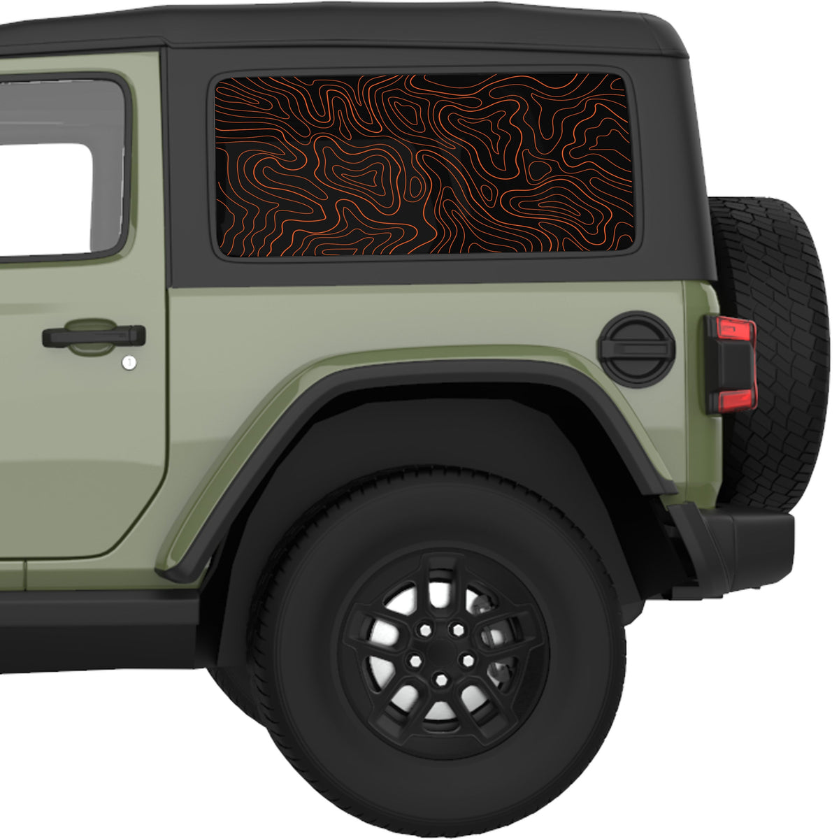 Orange Topographic Map Quarter Window Decal For Jeep Wrangler Hard Top ...