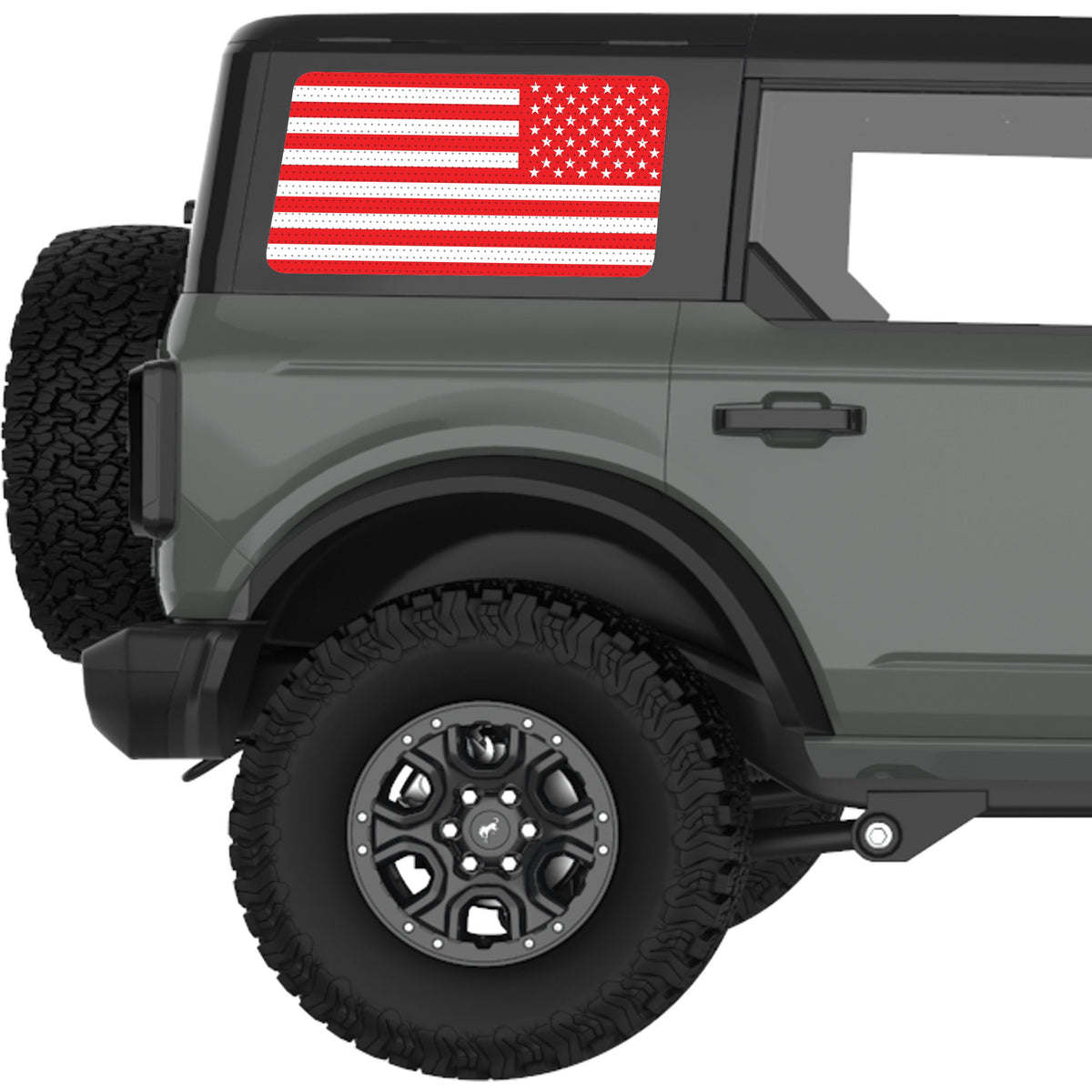 Red And White American Flag Quarter Window Decal For Ford Bronco Hard ...