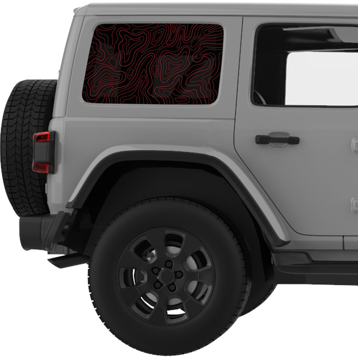 Red Topographic Map Quarter Window Decal For Jeep Wrangler Hard Top ...