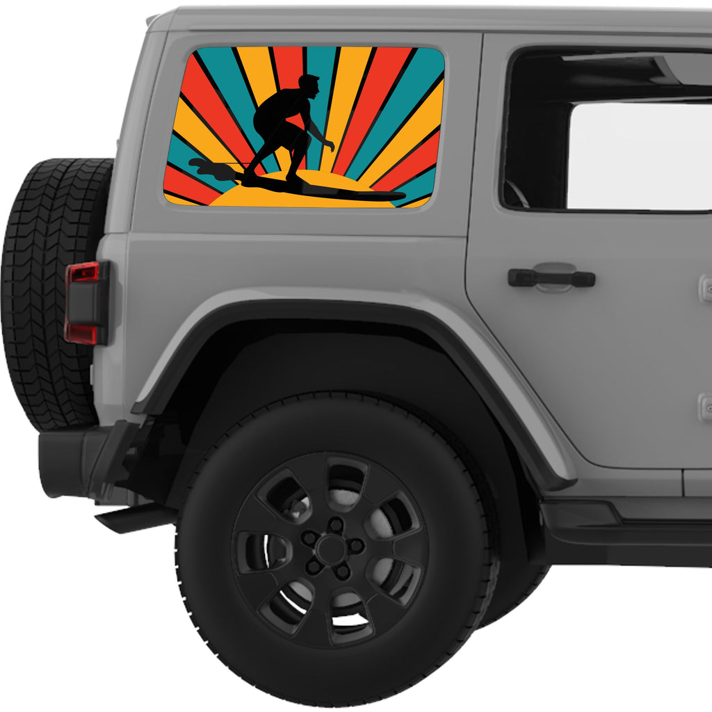 Retro Surfer Sun Quarter Window Decal For Jeep Wrangler Hard Top| Four ...