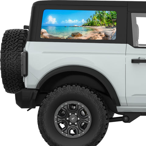Rock Beach Quarter Window Decal For Ford Bronco Hard Top| Four Wheel Covers