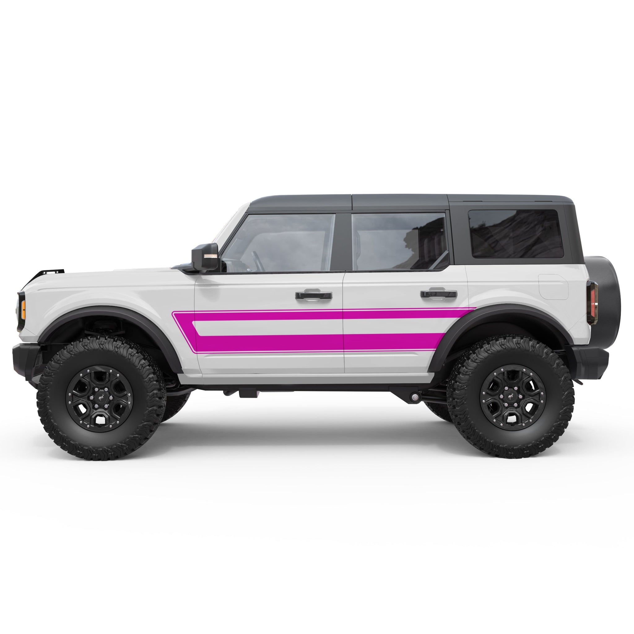 Retro Stripes Side Graphic Decal For Ford Bronco| Four Wheel Covers