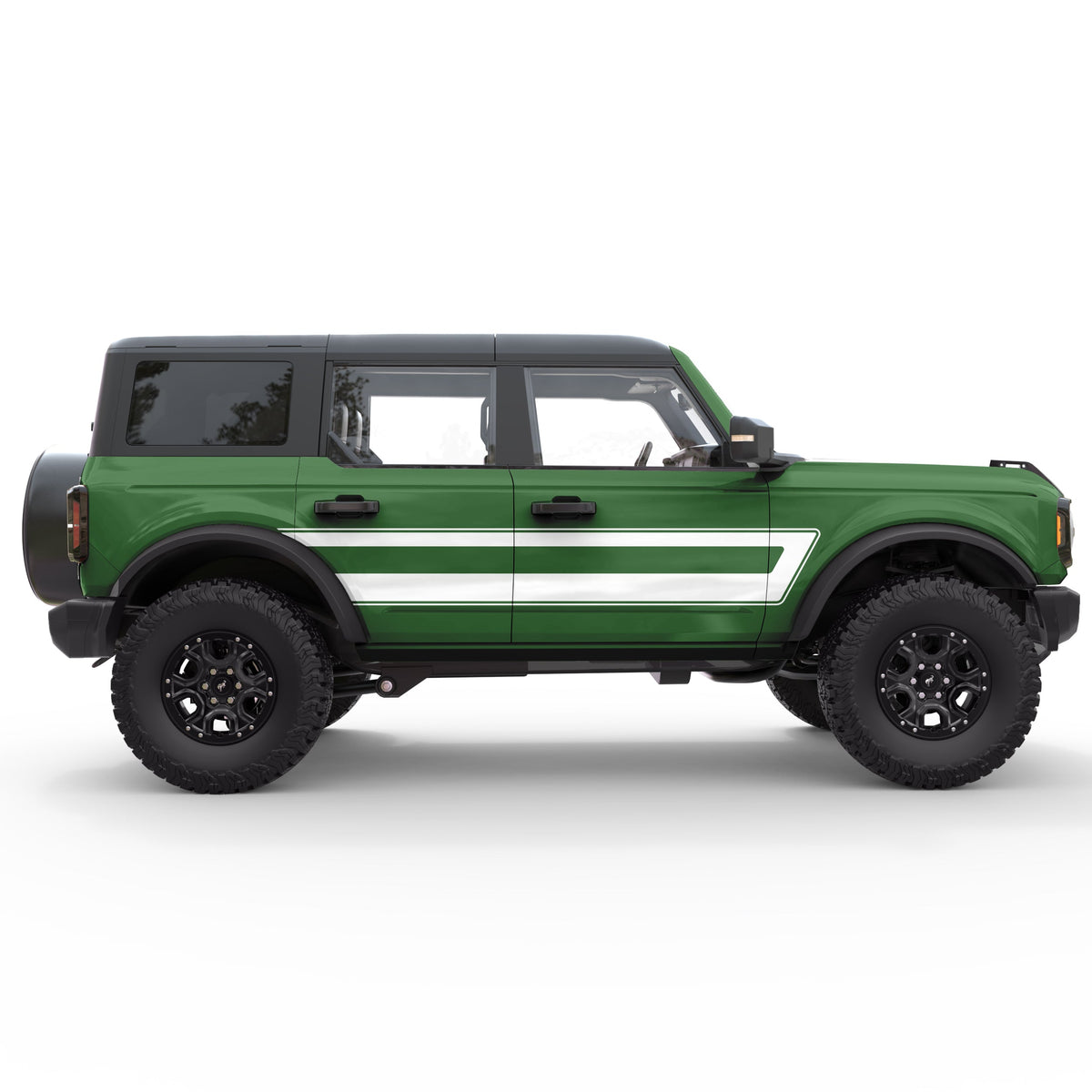 Retro Stripes Side Graphic Decal For Ford Bronco| Four Wheel Covers