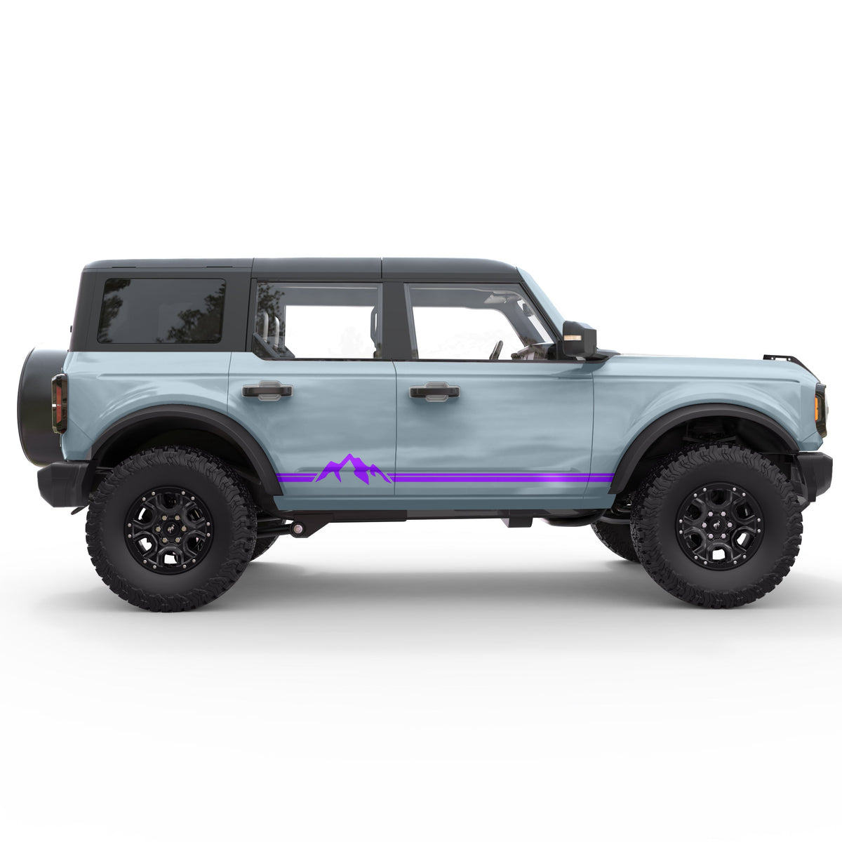 Side Stripe Mountains Side Graphic Decal For Ford Bronco| Four Wheel Covers