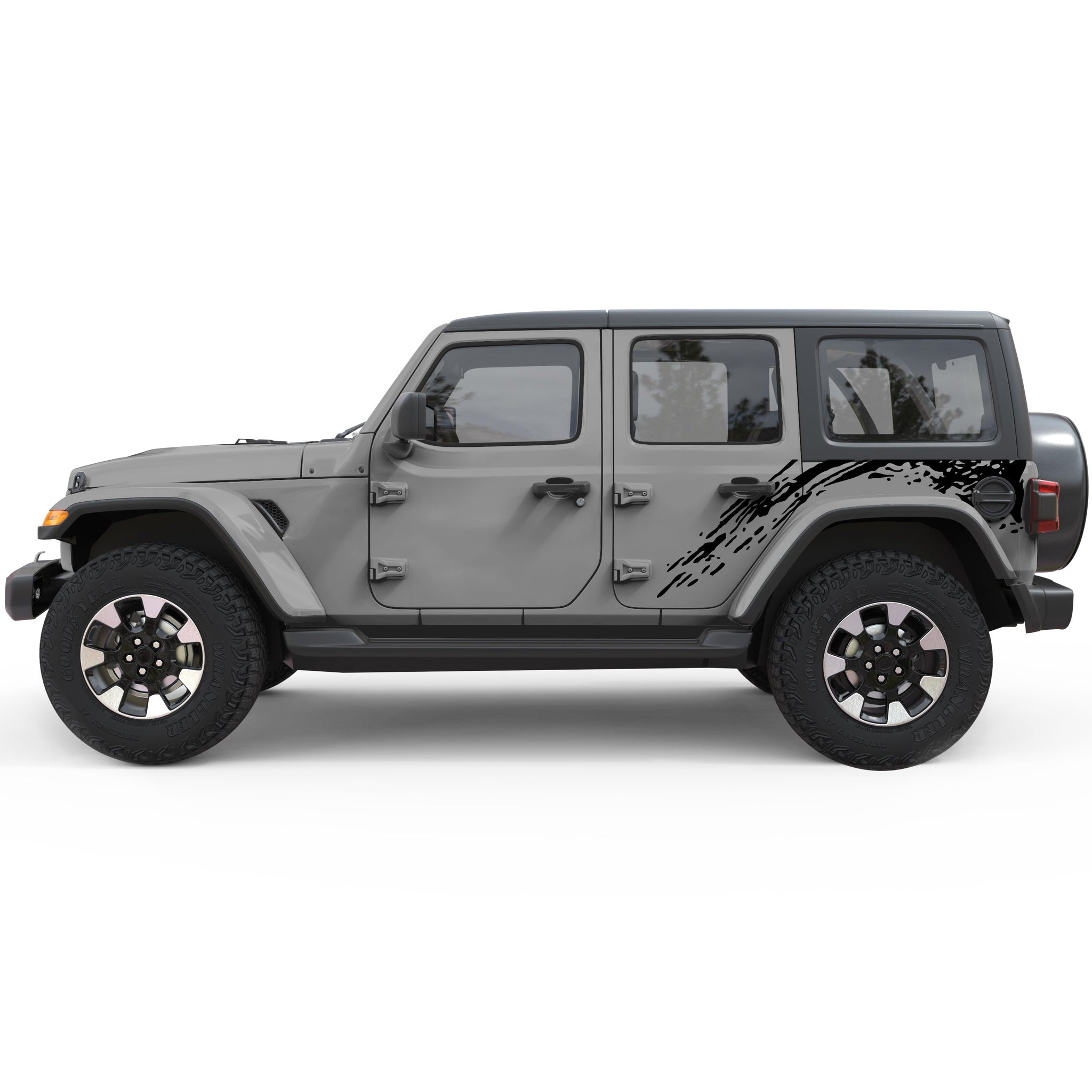 Side Back Splash Side Graphic Decal For Jeep Wrangler| Four Wheel Covers
