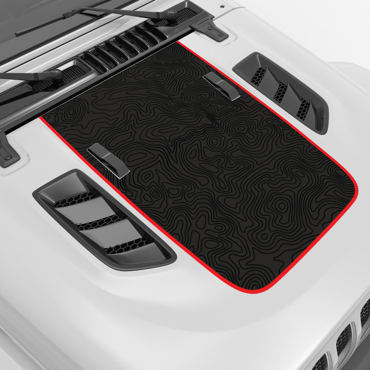 TOPOGRAPHIC MAP WITH OUTLINE JEEP WRANGLER HOOD DECALS| FOUR WHEEL ...