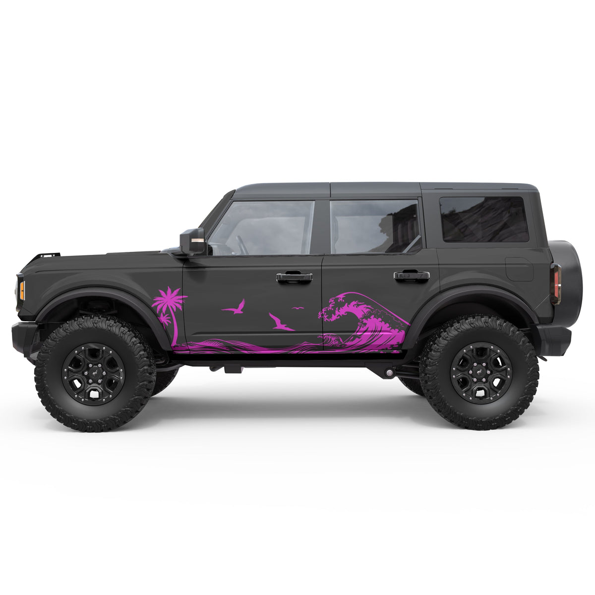 Wave Beach Full Side Side Graphic Decal For Ford Bronco| Four Wheel Covers
