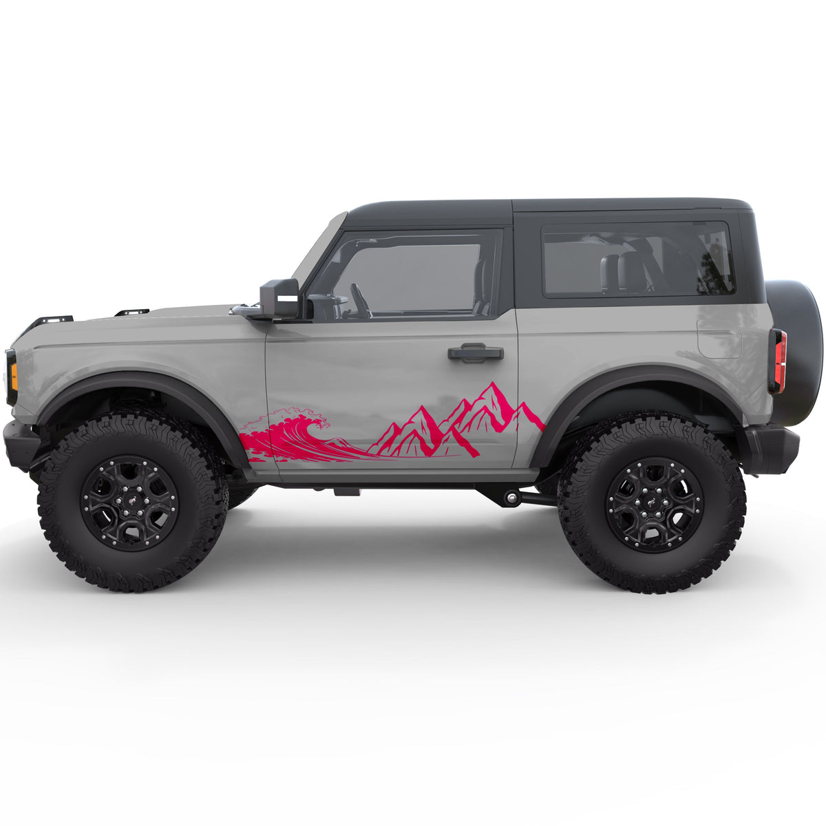 Wave Mountain Side Graphic Decal For Ford Bronco| Four Wheel Covers