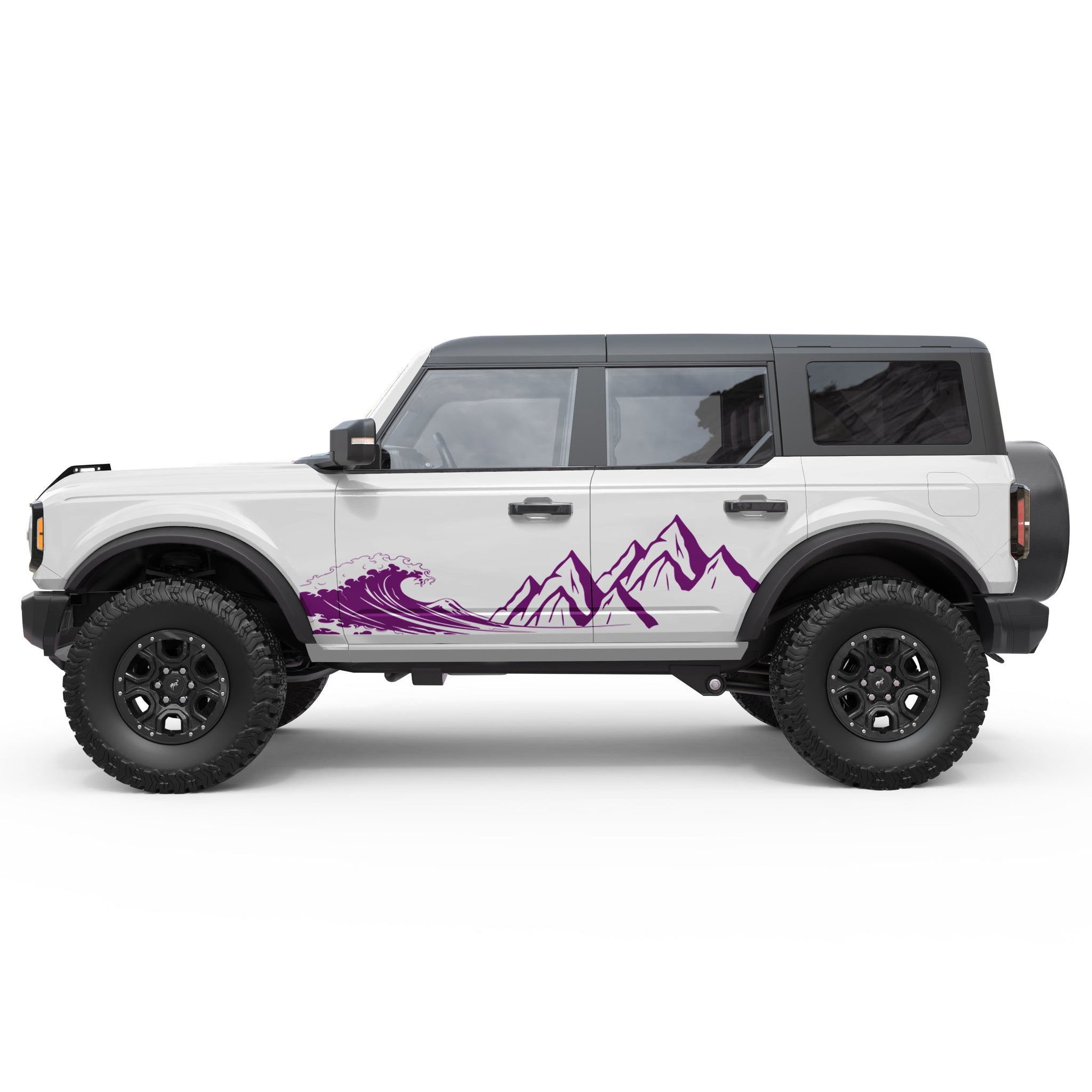 Wave Mountain Side Graphic Decal For Ford Bronco| Four Wheel Covers