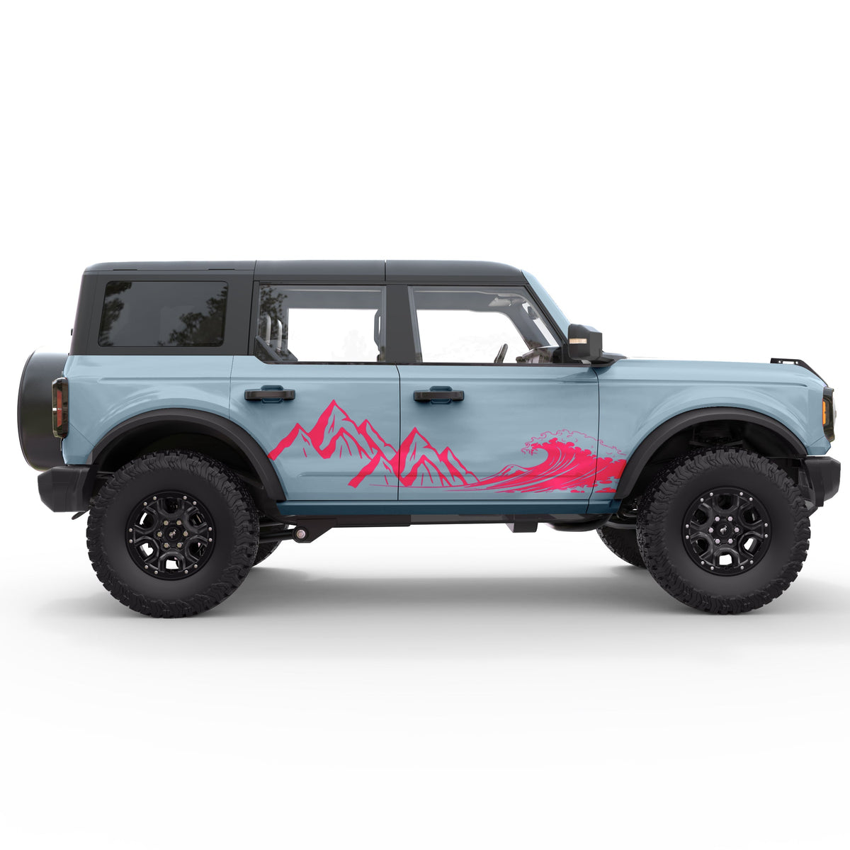 Wave Mountain Side Graphic Decal For Ford Bronco| Four Wheel Covers