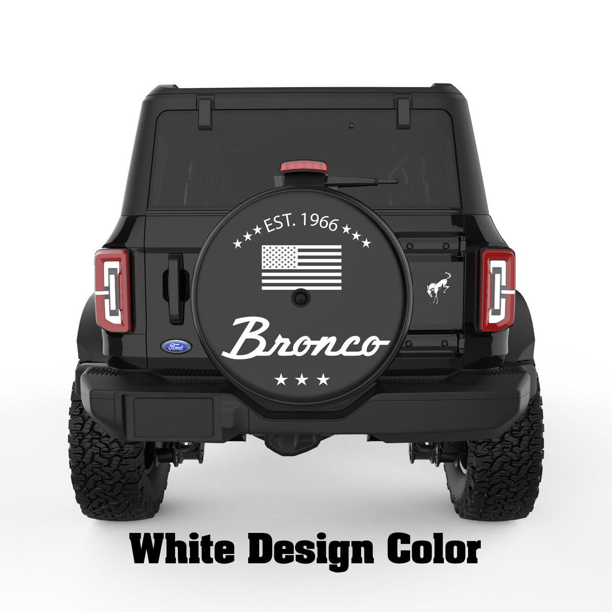 Classic Bronco Oxford White Tire Cover For Ford Bronco| Four Wheel Covers