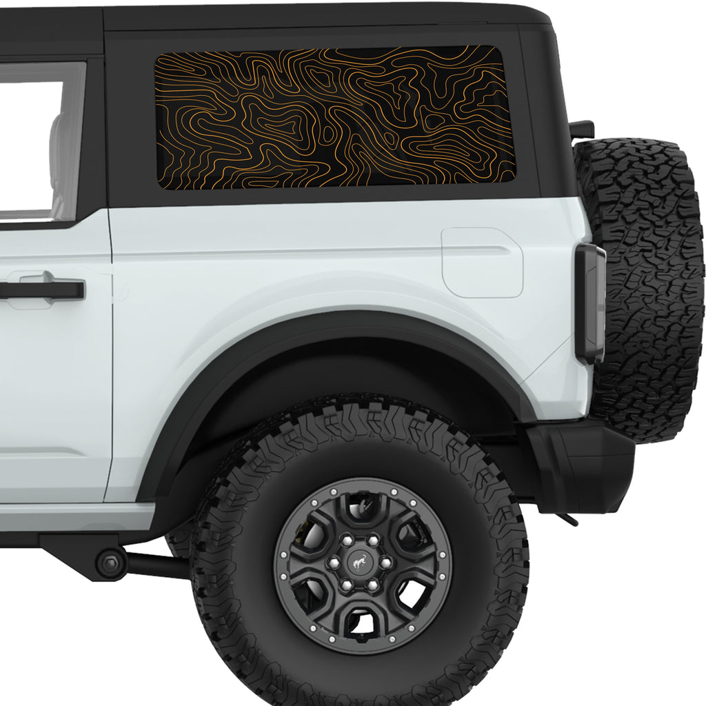 Yellow Topographic Map Quarter Window Decal For Ford Bronco Hard Top ...