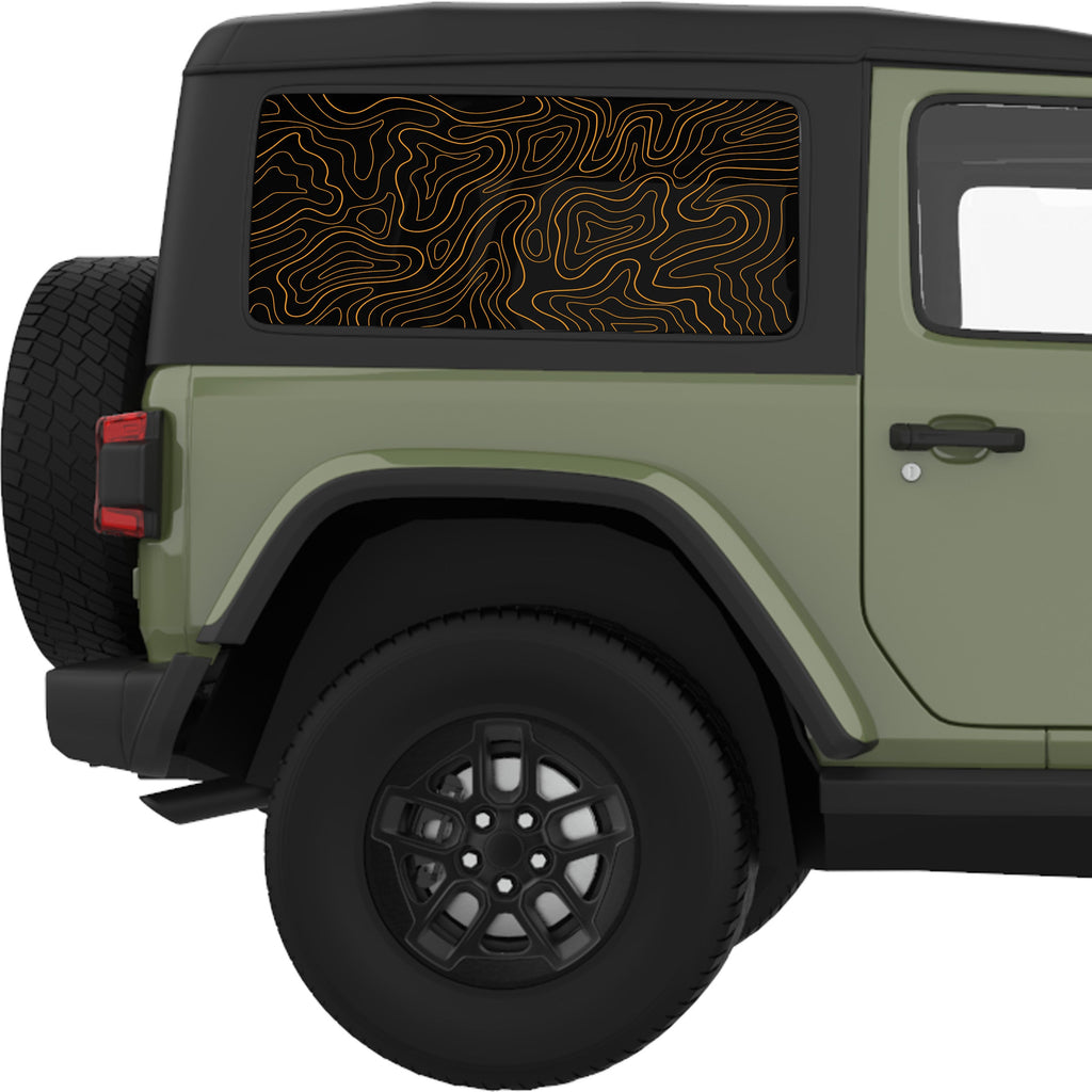 Yellow Topographic Map Quarter Window Decal For Jeep Wrangler Hard Top ...