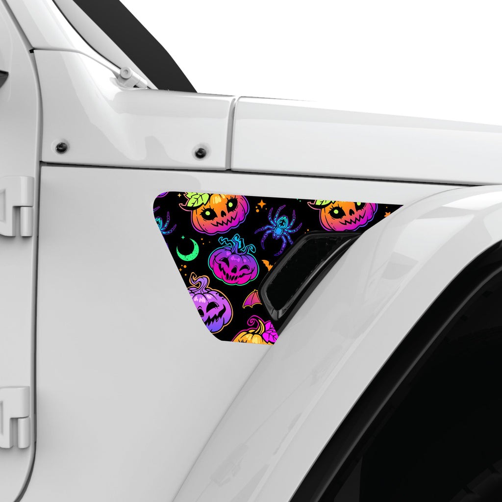 Bats And Spiders Colorful Halloween Fender Vent Decal For 2018+ Jeep ...