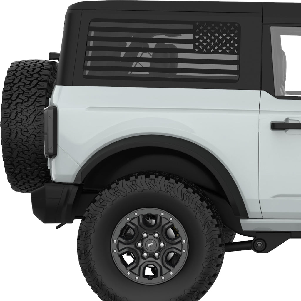 Black Transparent American Flag Quarter Window Decal For Ford Bronco ...