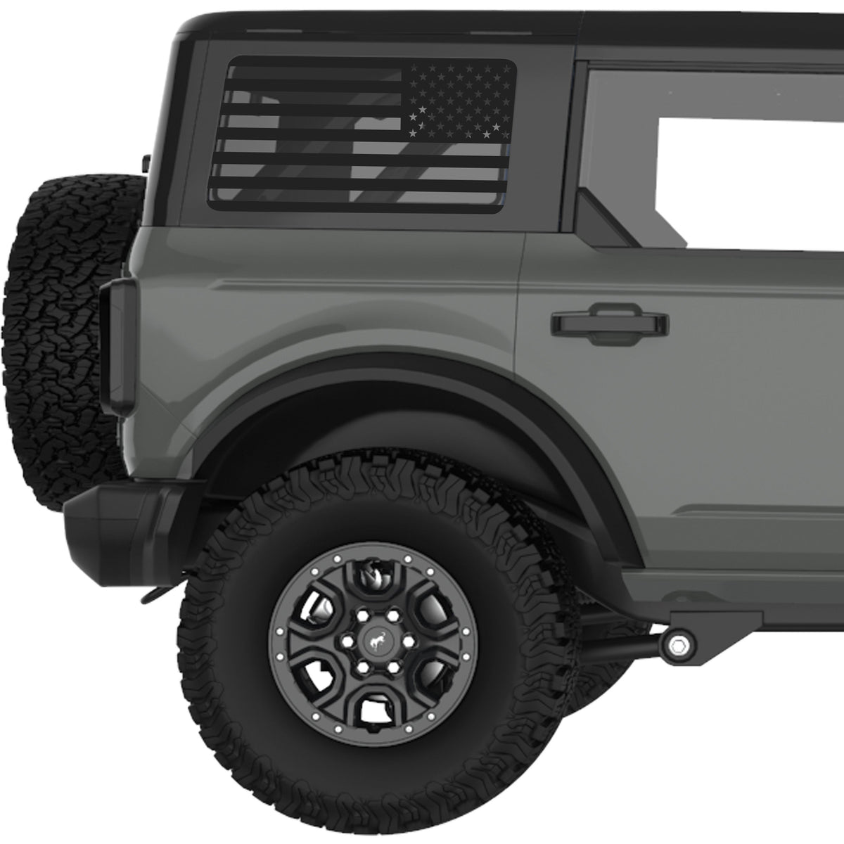 Black Transparent American Flag Quarter Window Decal For Ford Bronco ...