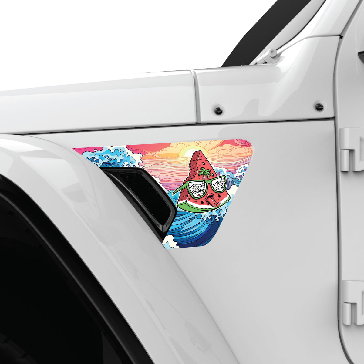Funny Watermelon With Sunny Waves Fender Vent Decal For 2018+ Jeep ...