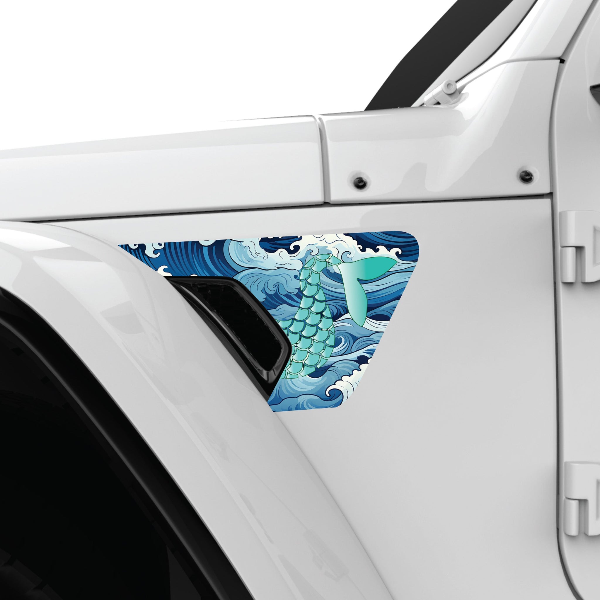 Mermaid Tail Among Waves Fender Vent Decal For 2018+ Jeep Wrangler ...