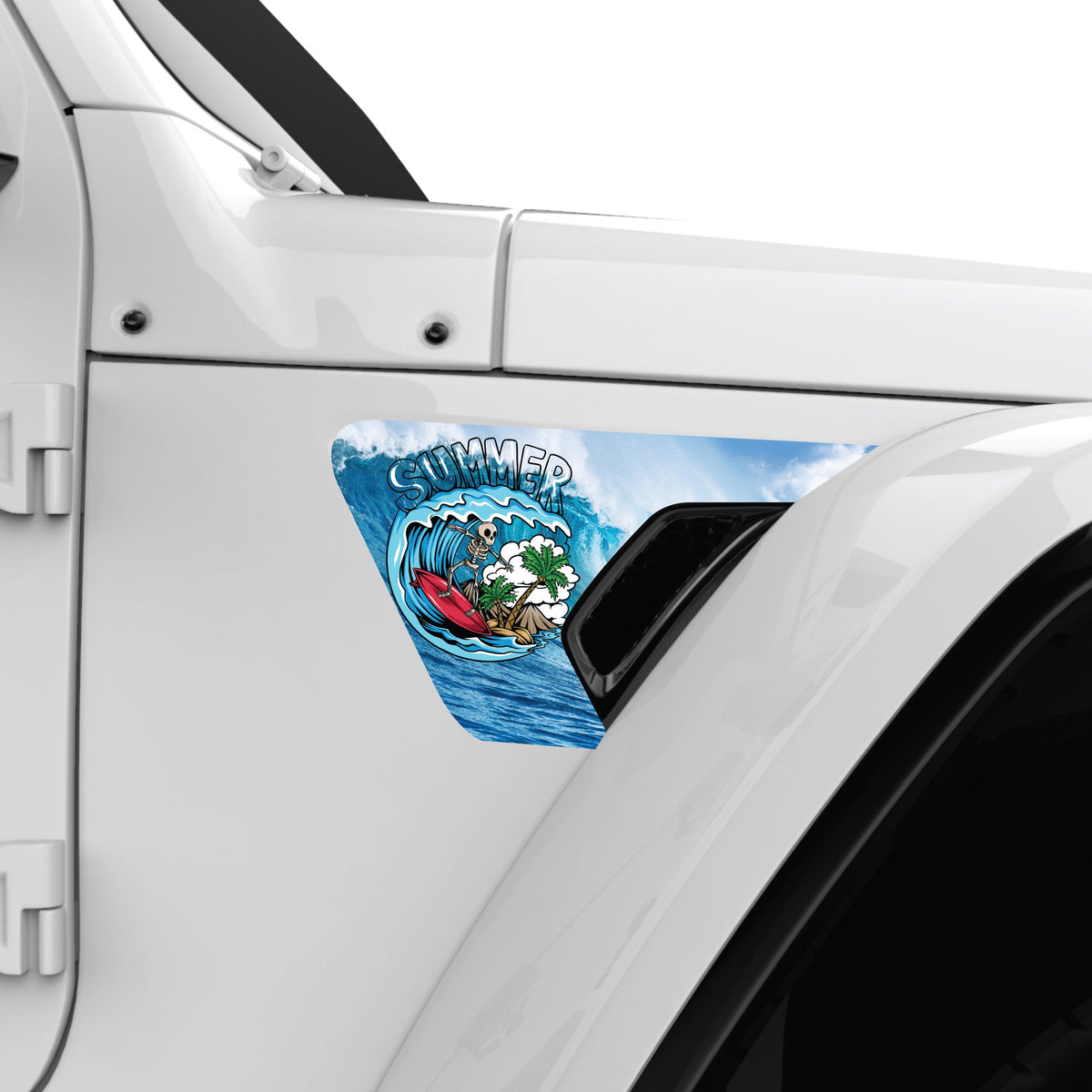 Funny Surfing Skeleton Fender Vent Decal For 2018+ Jeep Wrangler ...